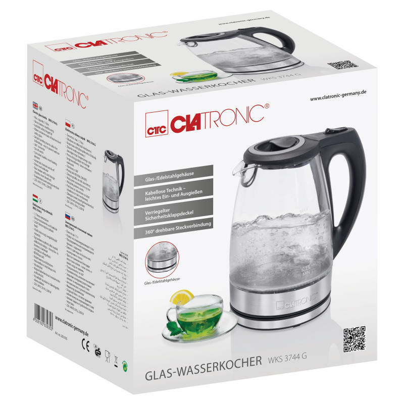 Czajnik elektryczny szklany bezprzewodowy 1,7 Clatronic WKS 3744 G